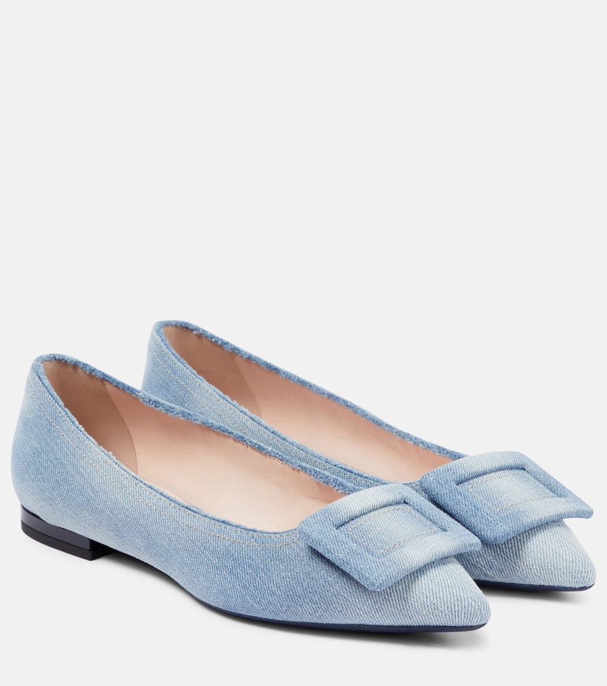 Roger Vivier Gommettine Ball Buckle Leather Ballerina Flats In Blue ...