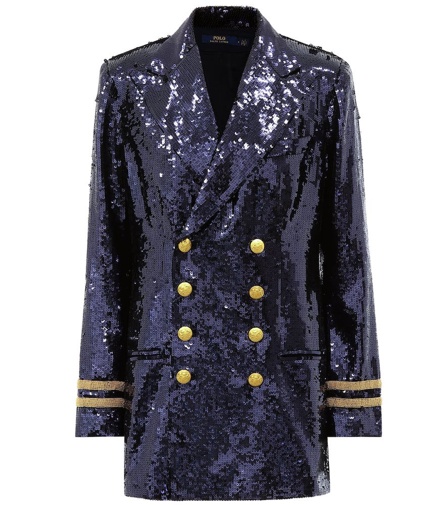 Polo Ralph Lauren Double Breasted Sequin Blazer In Blue | ModeSens
