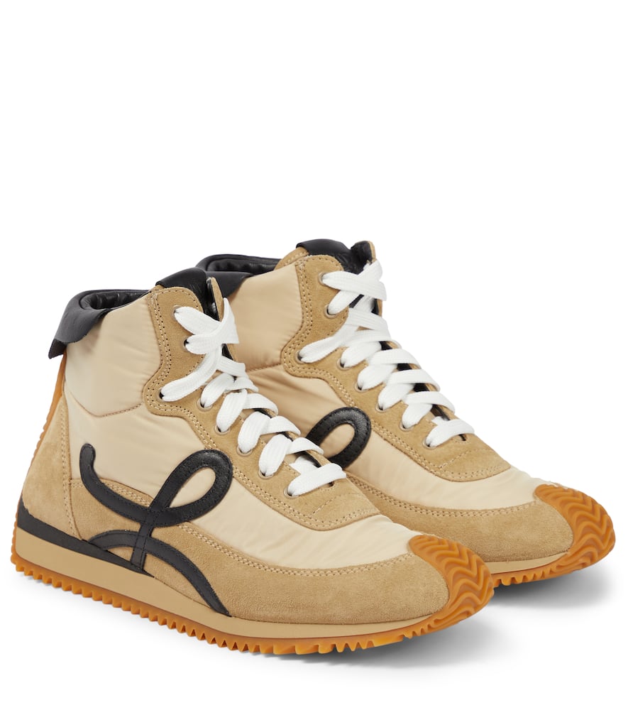 Loewe Flow Runner Suede-paneled Sneakers In Black Gold | ModeSens