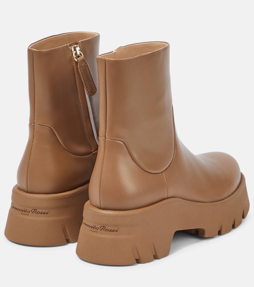 Gianvito Rossi Leather Flatform Ankle Boots In Camel Modesens