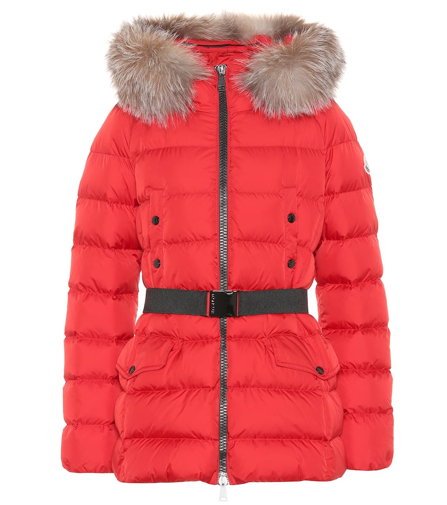 Clion quilted fur-trimmed red down coat