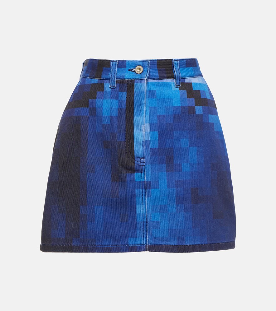 Loewe Pixelated-print Denim Mini Skirt In Blue | ModeSens