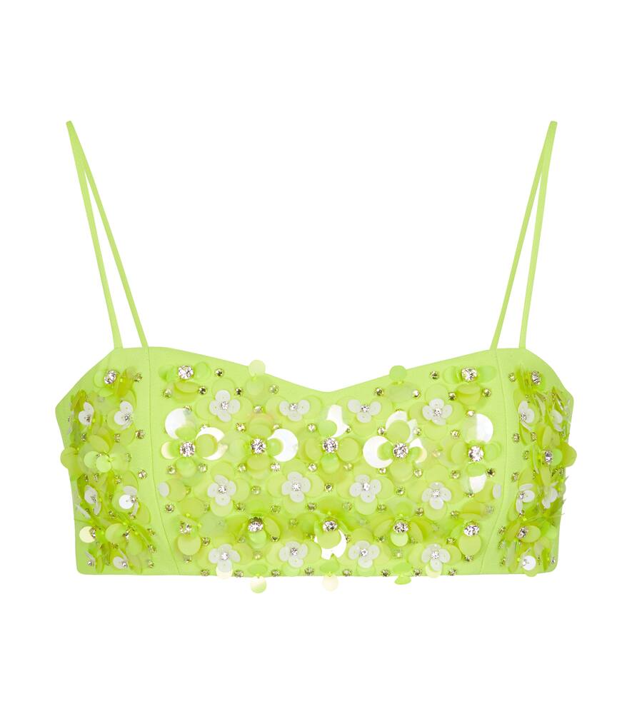David Koma Sequined Stretch-cady Bralette In Yellow | ModeSens