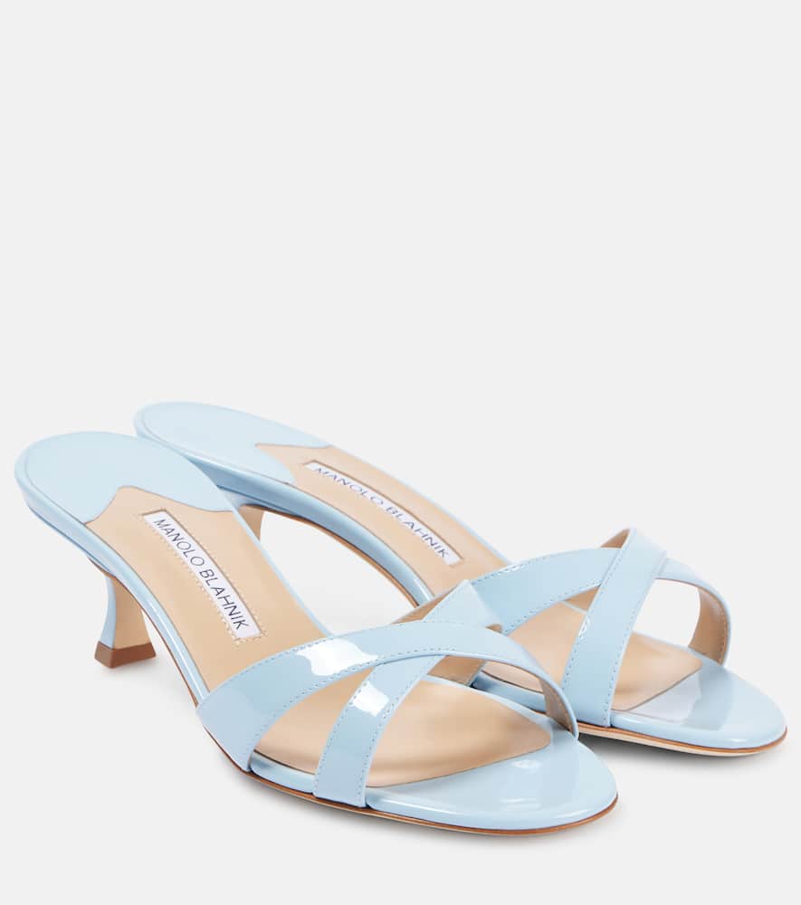 Manolo Blahnik Callamu 50 Leather Sandals In Blue | ModeSens