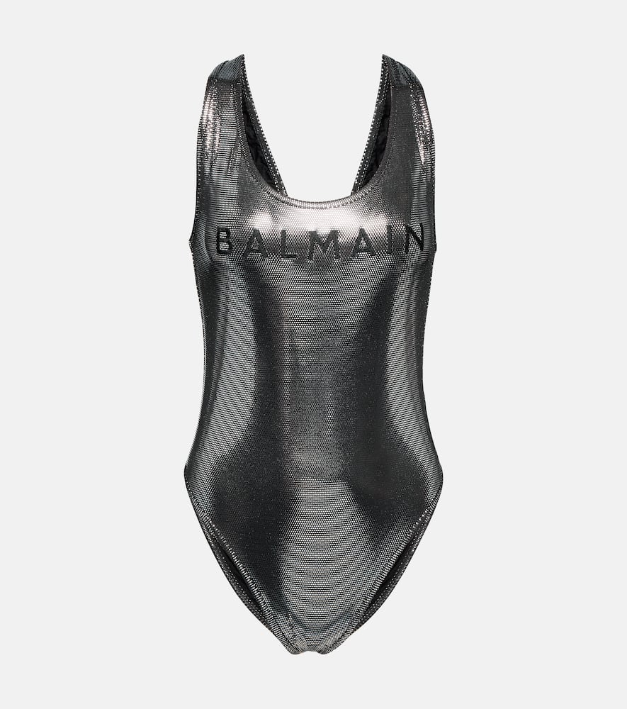 Balmain Metallic Swimsuit In Silver | ModeSens