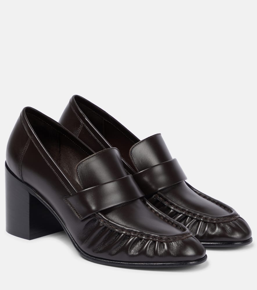 The Row Leather Heeled Loafer Pumps In Espresso | ModeSens