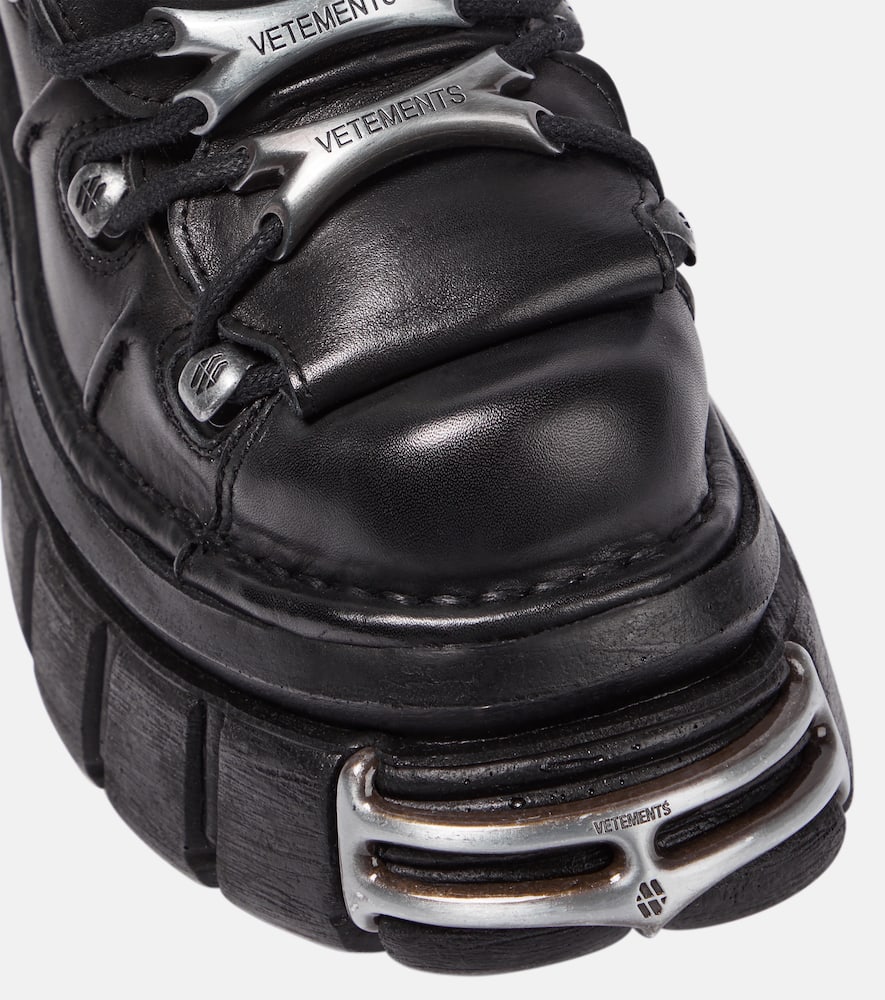 Vetements X New Rock Leather Platform Sneakers In Black | ModeSens