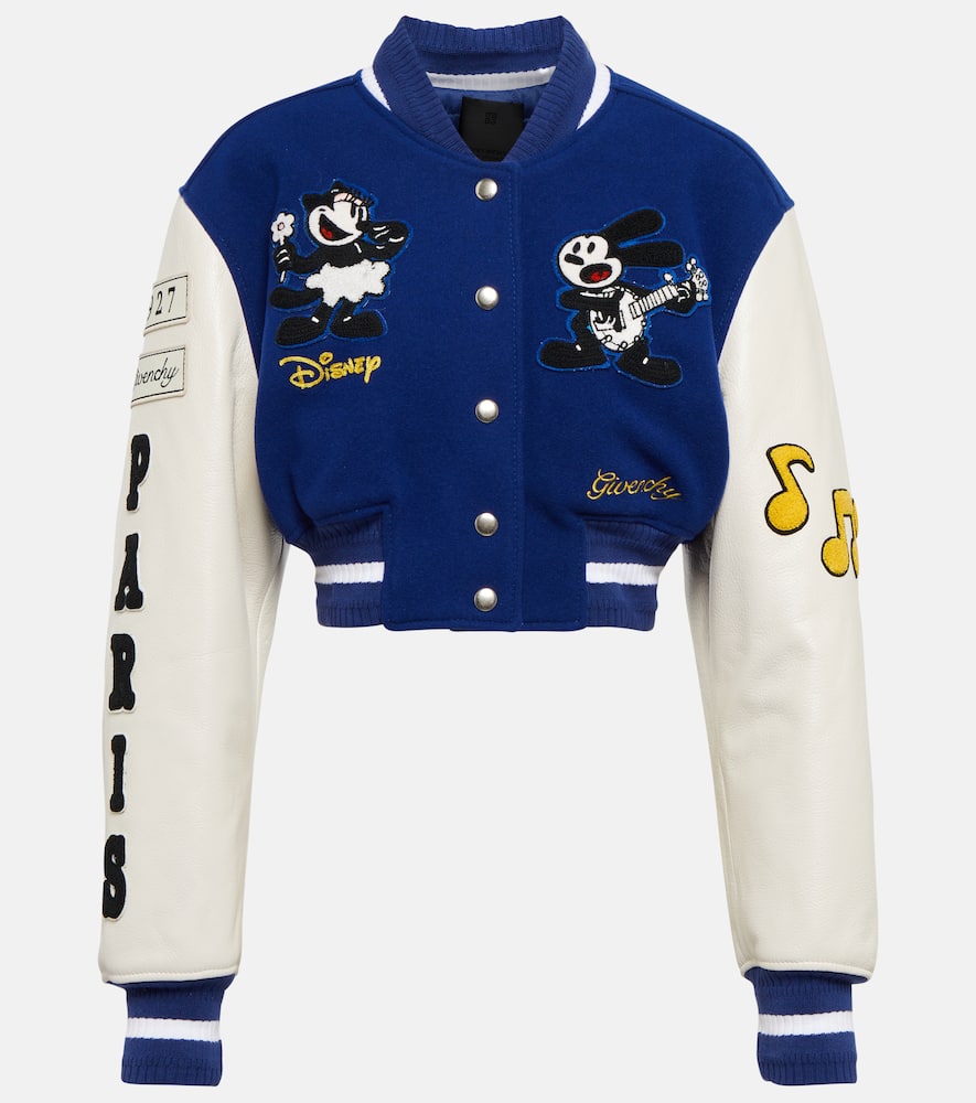 Givenchy + Disney Appliquéd Leather-trimmed Padded Wool-blend Jacket In Blue/white | ModeSens