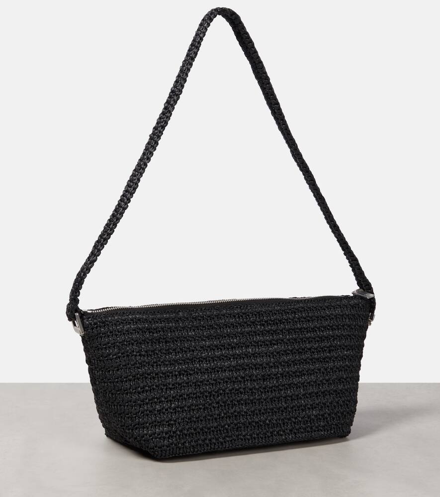 Saint Laurent Le Rafia Logo-embroidered Shoulder Bag In Black | ModeSens