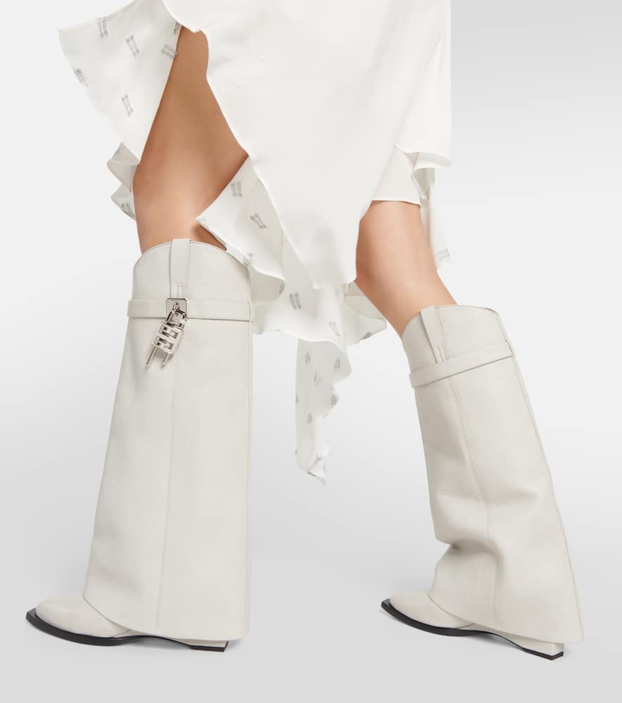 Givenchy Shark Lock Cowboy leather knee-high boots | Smart Closet