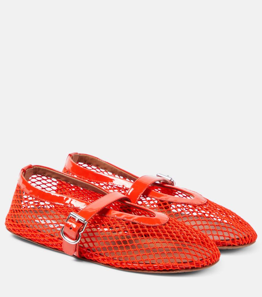 Alaia Alaïa Patent leather-trimmed mesh ballet flats | Smart Closet