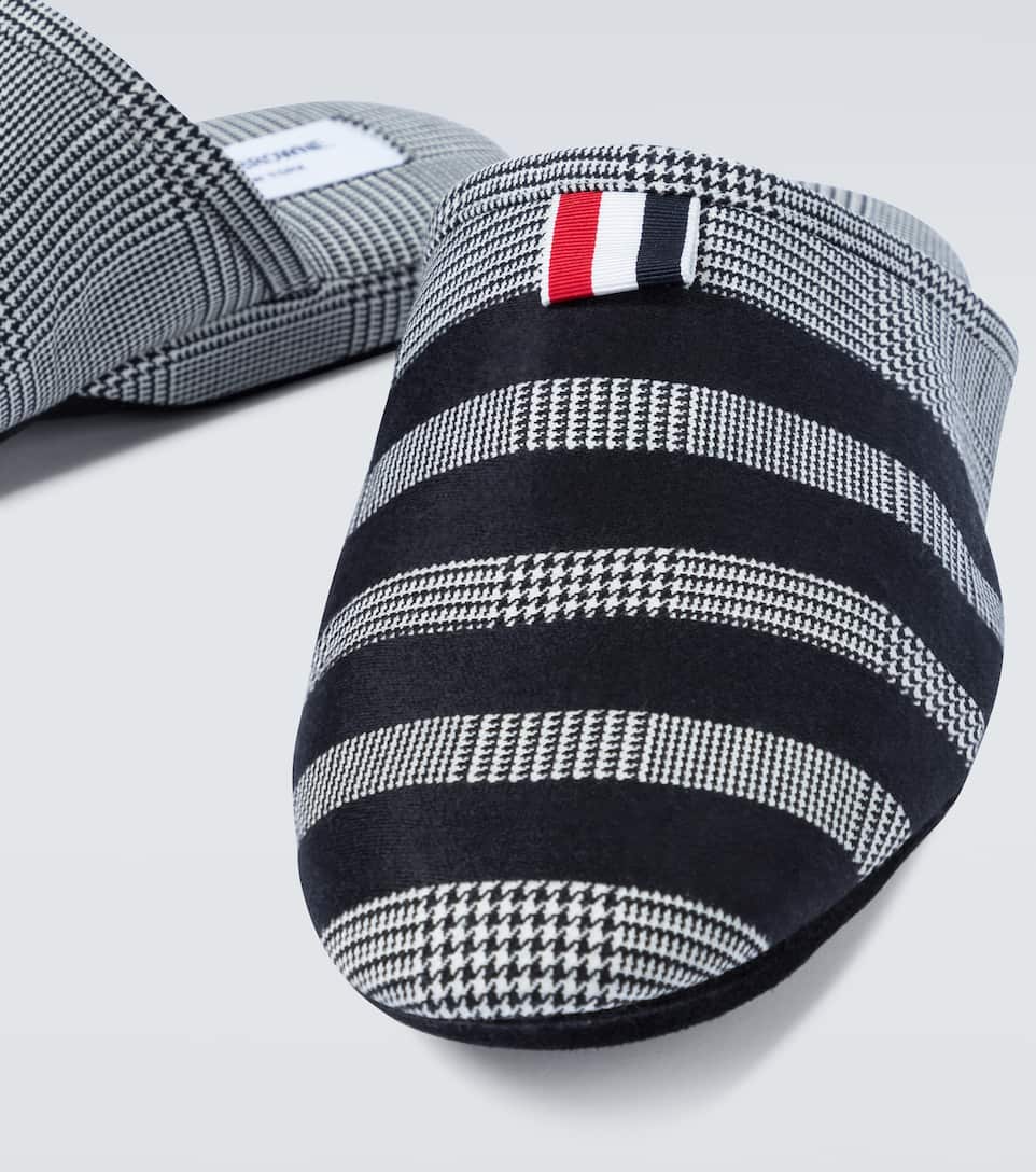 4-Bar houndstooth wool slippers