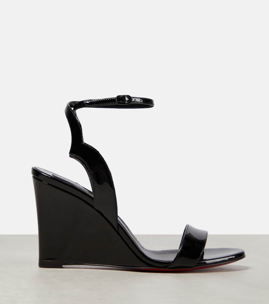 Patent Leather Wedge Sandals in Black - Christian Louboutin | Mytheresa