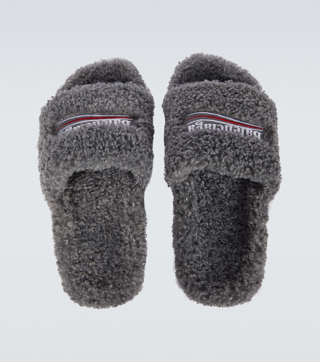 Political Campaign Furry Slides in Grey - Balenciaga | Mytheresa