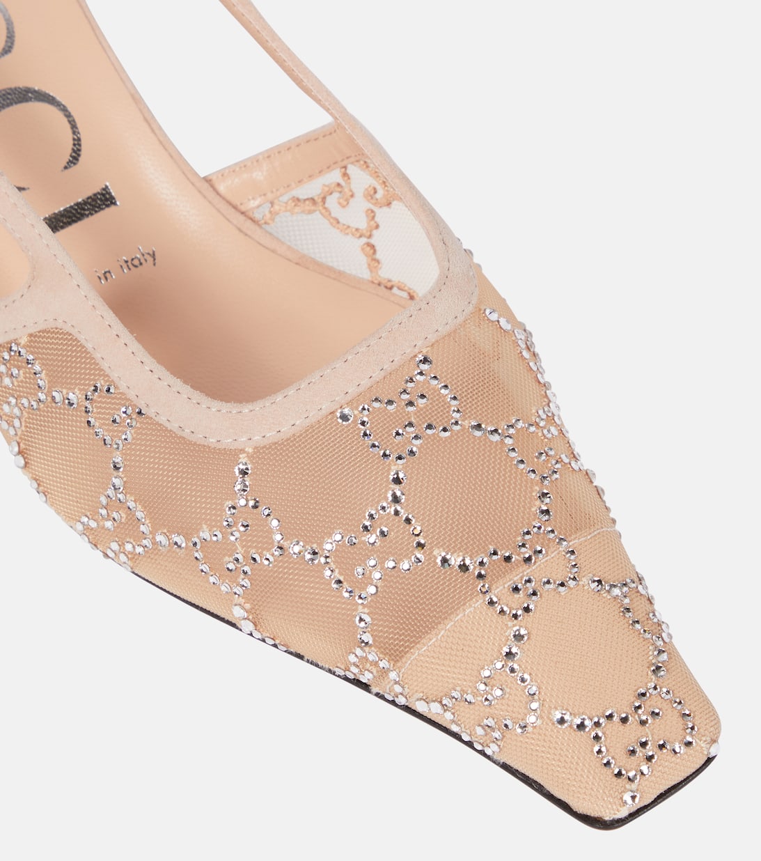 GG Embellished Slingback Pumps in Beige - Gucci | Mytheresa