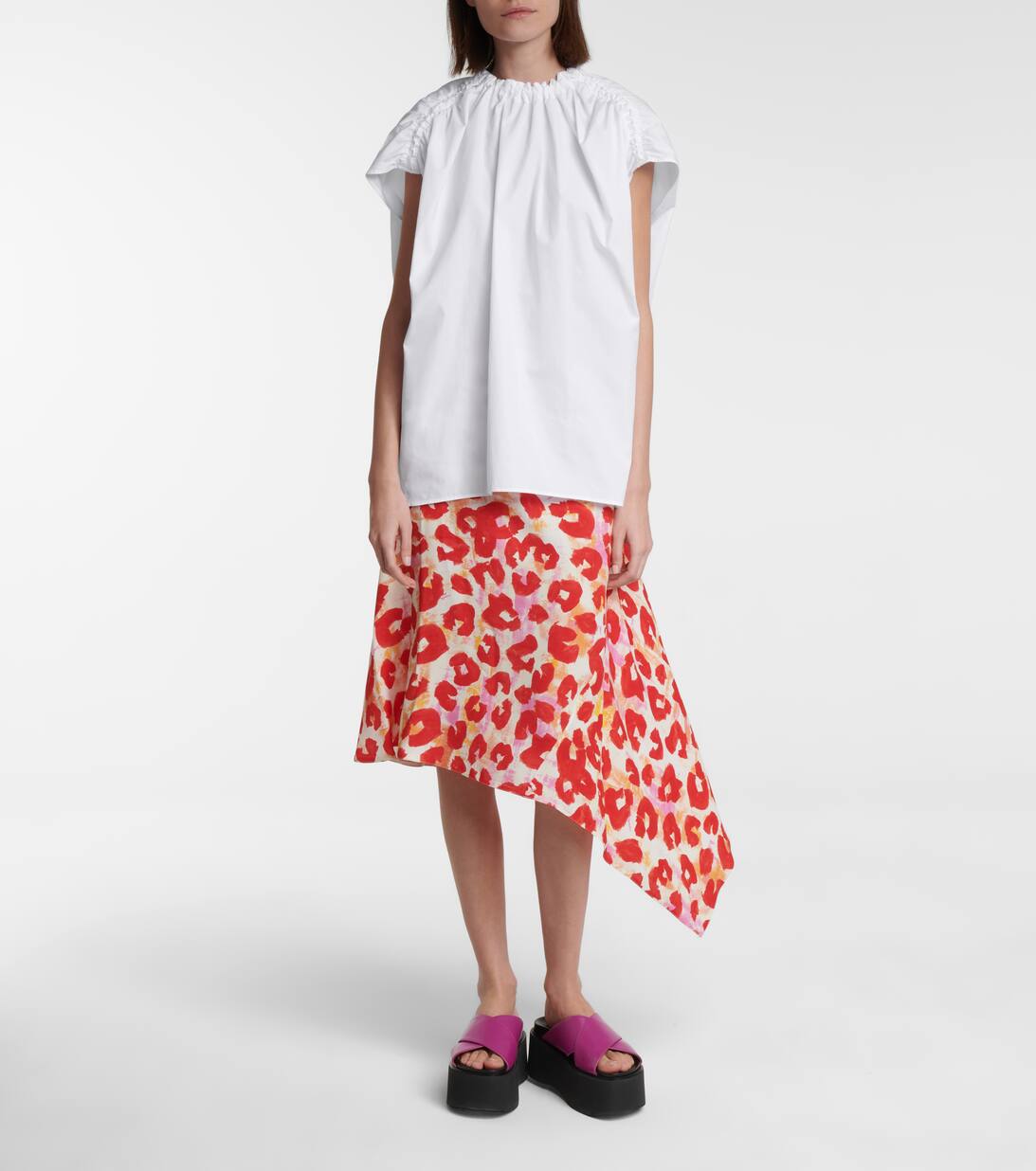 Leather Platform Slides in Pink - Marni | Mytheresa