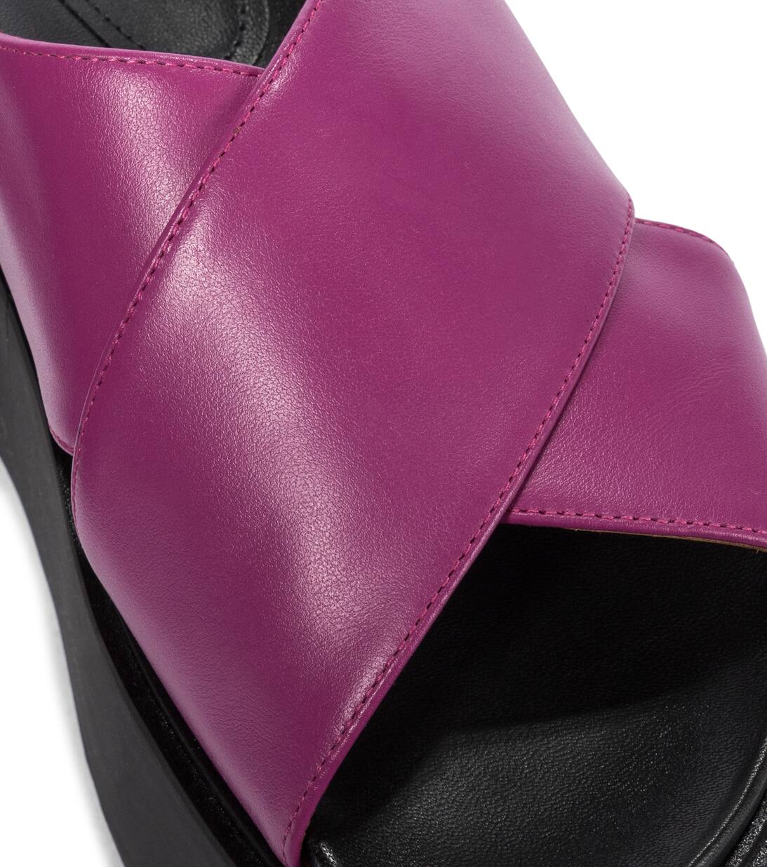 Leather Platform Slides in Pink - Marni | Mytheresa