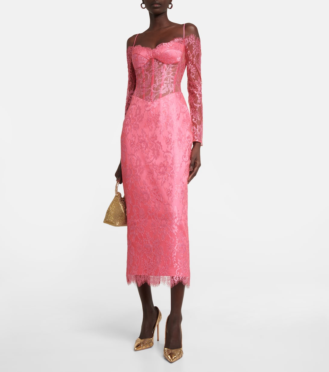 핑크 코르셋 레이스 드레스 - Rasario | Mytheresa