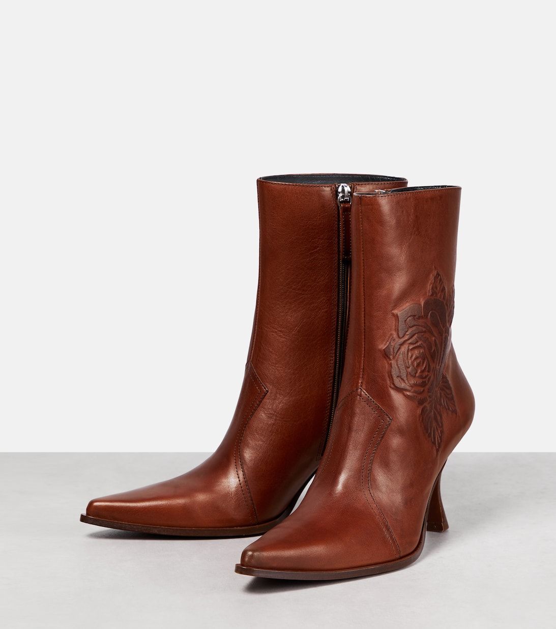 Embellished Leather Ankle Boots in Beige - Acne Studios | Mytheresa