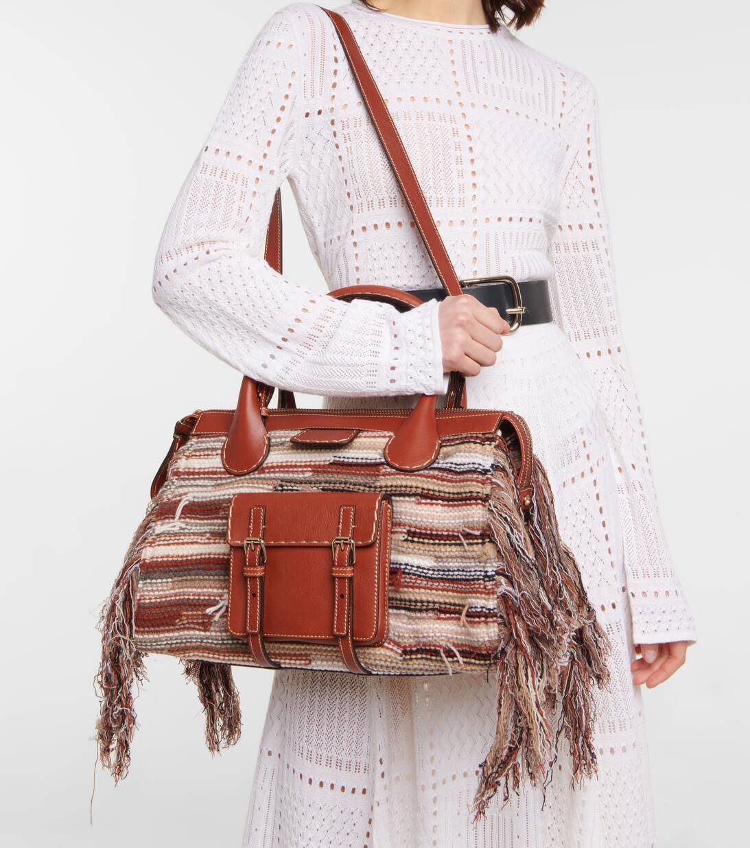 Edith Medium Cashmere And Leather Tote in Multicoloured - Chloe | Mytheresa