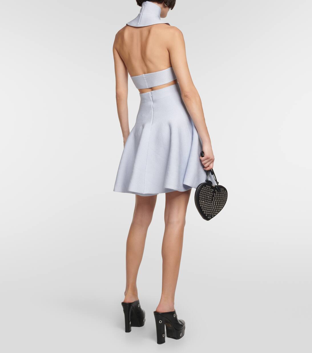 Ribbed Knit Crop Top in Blue - Alaia | Mytheresa