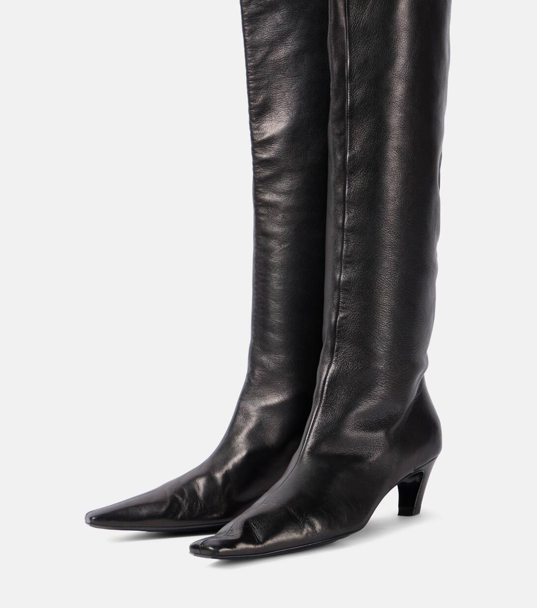 Davis Leather Knee High Boots in Black - Khaite | Mytheresa
