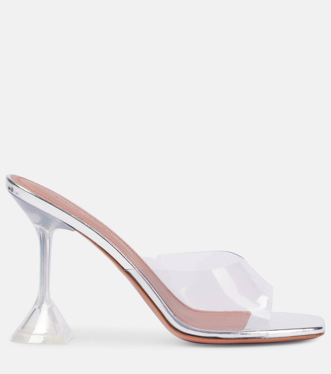 Lupita PVC Sandals in Silver - Amina Muaddi | Mytheresa