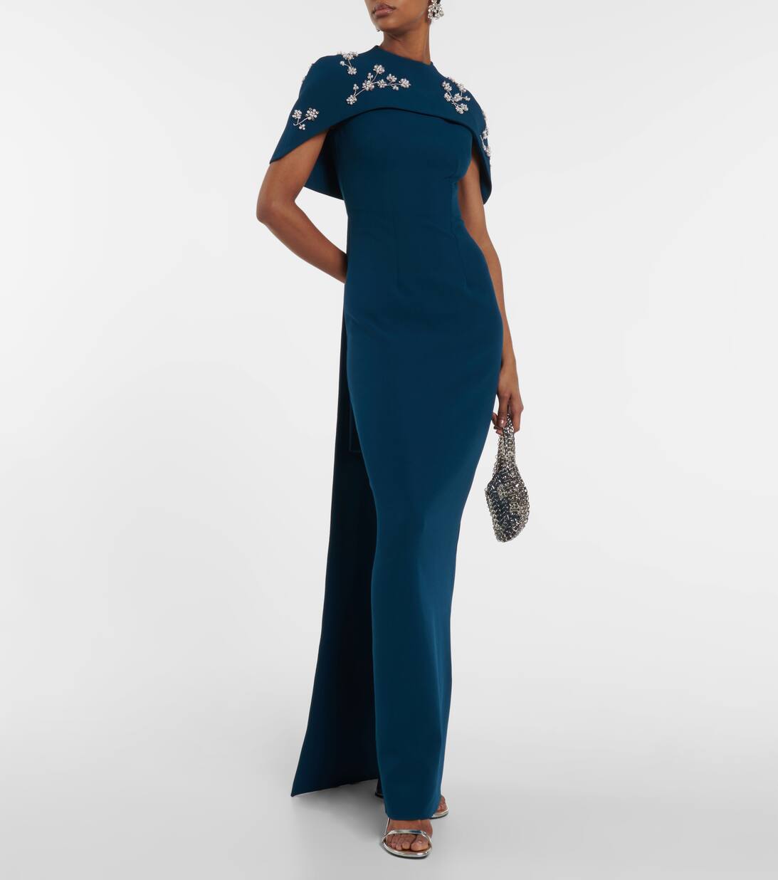 Embellished Crepe Gown in Blue - Safiyaa | Mytheresa