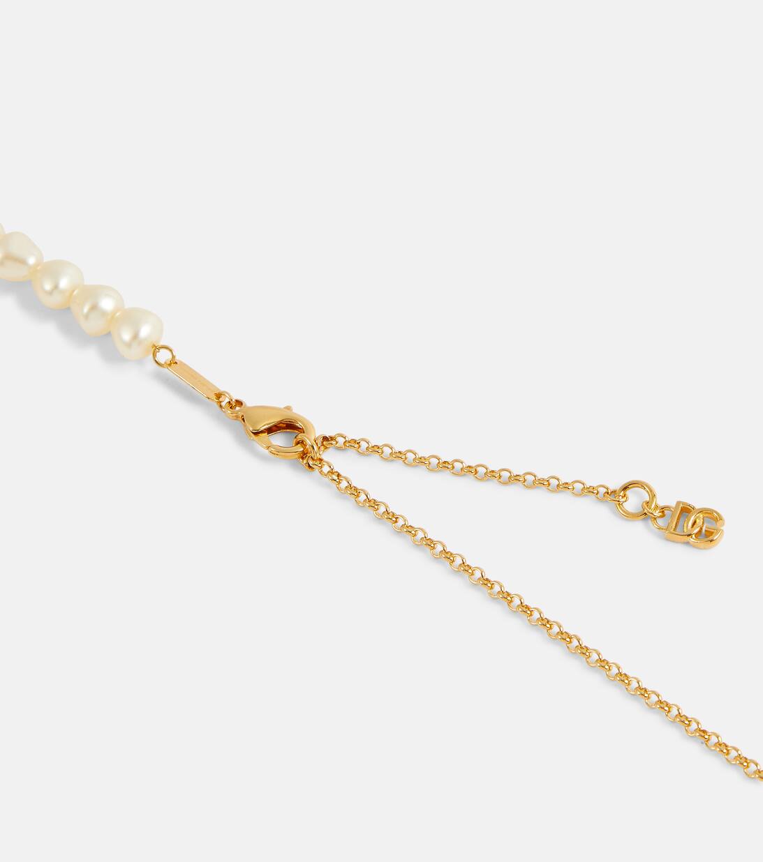 DG Faux Pearl Necklace in Gold - Dolce Gabbana | Mytheresa