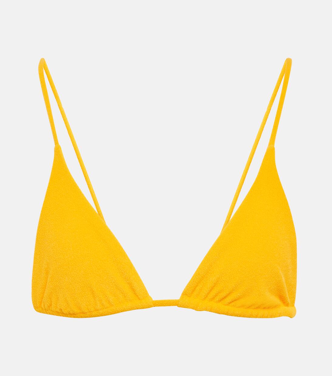 Via Triangle Terry Bikini Top in Yellow - Jade Swim | Mytheresa