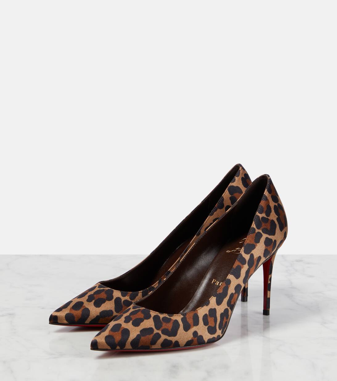 Kate 85 Leopard Print Satin Pumps in Multicoloured - Christian ...