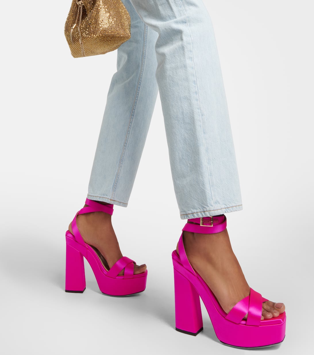 Gaia Satin Platform Sandals in Pink - Jimmy Choo | Mytheresa