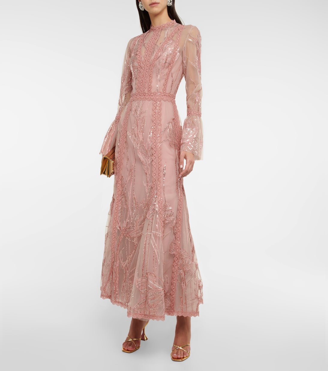 Embellished Tulle Dress in Pink - Costarellos | Mytheresa