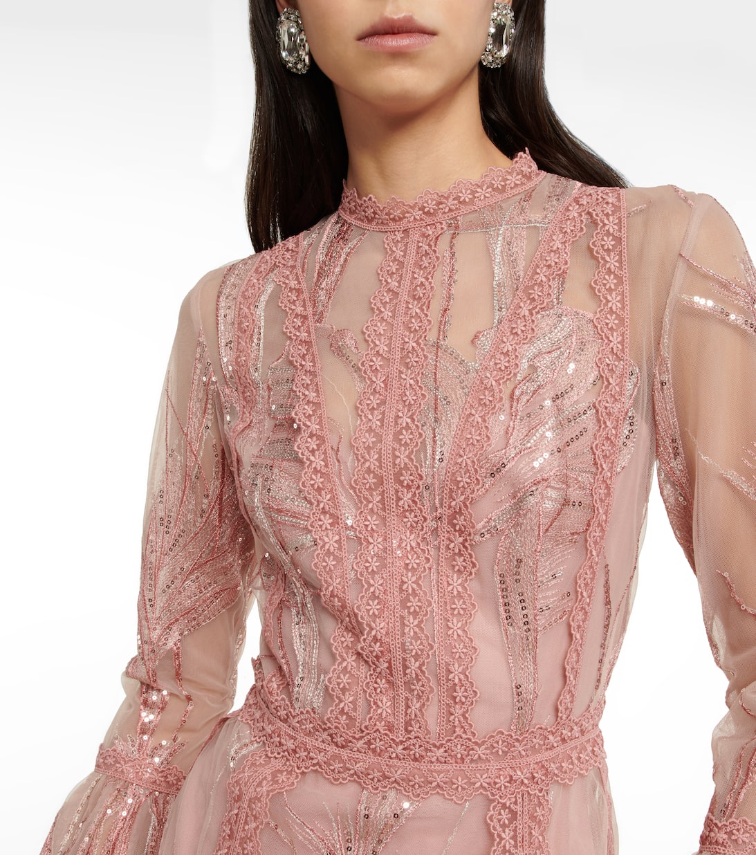 Embellished Tulle Dress in Pink - Costarellos | Mytheresa