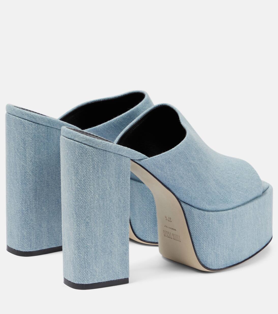 Sasha Denim Platform Mules in Blue - Paris Texas | Mytheresa