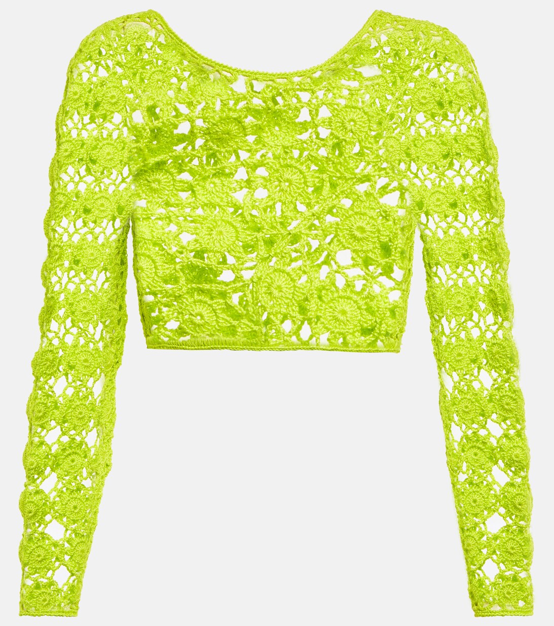 Bella Crochet Cotton Crop Top in Green - Anna Kosturova | Mytheresa