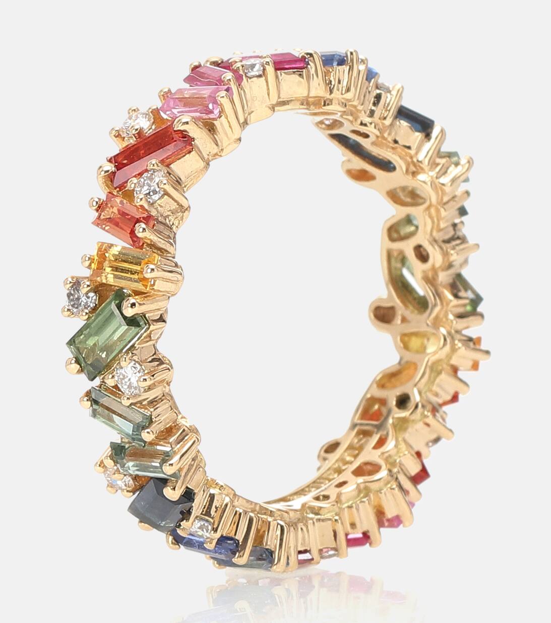 Rainbow Frenzy 18 Kt Gold Diamond And Sapphire Ring in Multicoloured ...