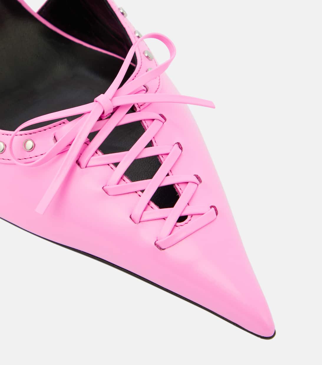 Laced Leather Slingback Pumps in Pink - Versace | Mytheresa