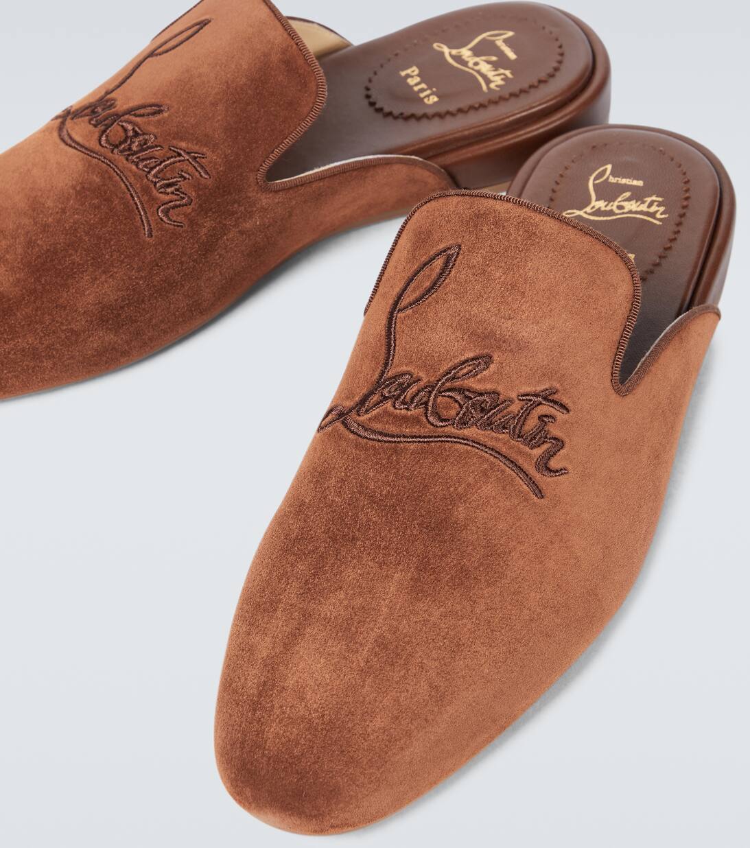 Navy Coolito Flat Mules in Brown - Christian Louboutin | Mytheresa