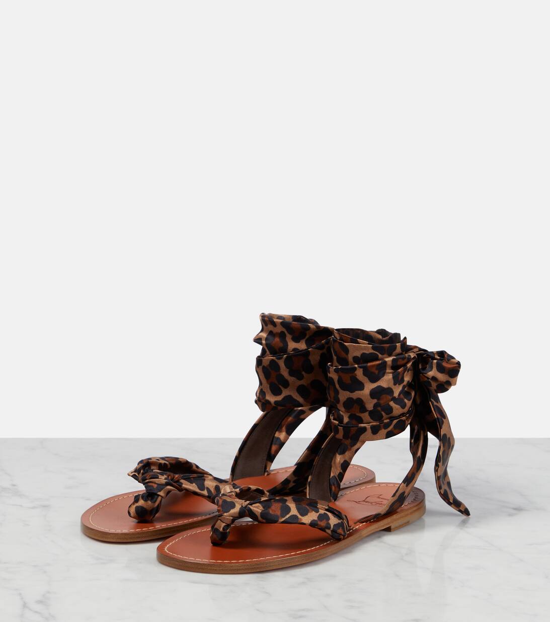 Niloo Du Desert Leopard Print Satin Sandals in Multicoloured ...