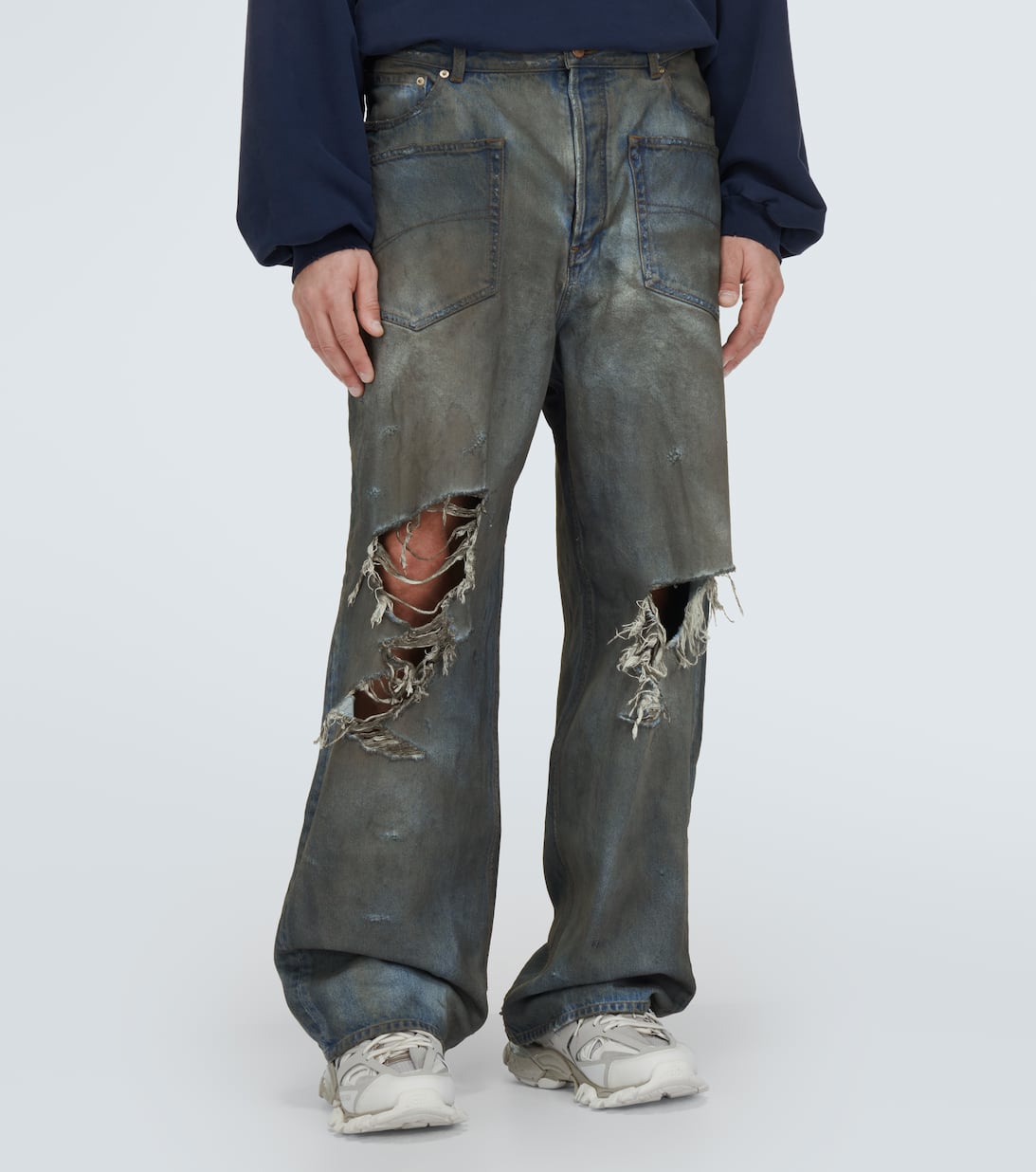Distressed Jeans in Blue - Balenciaga | Mytheresa