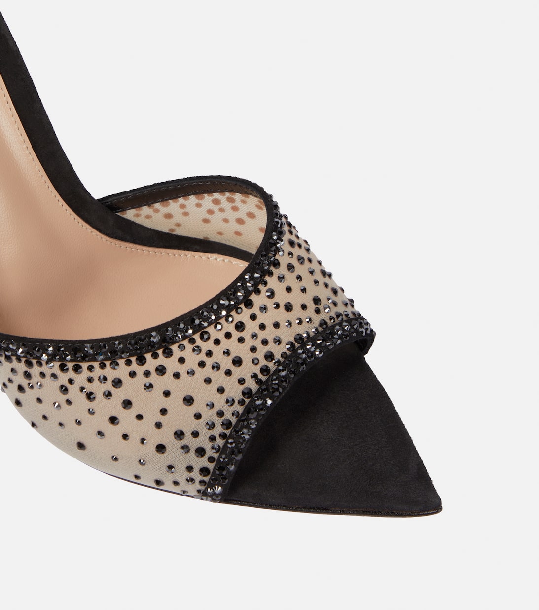 Elle 85 Embellished Mesh Mules in Black - Gianvito Rossi | Mytheresa
