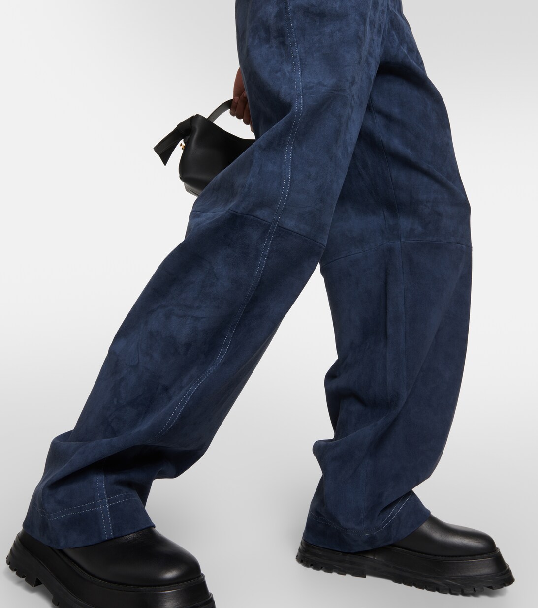 Cassidy Wide Leg Leather Pants in Blue - Stouls | Mytheresa
