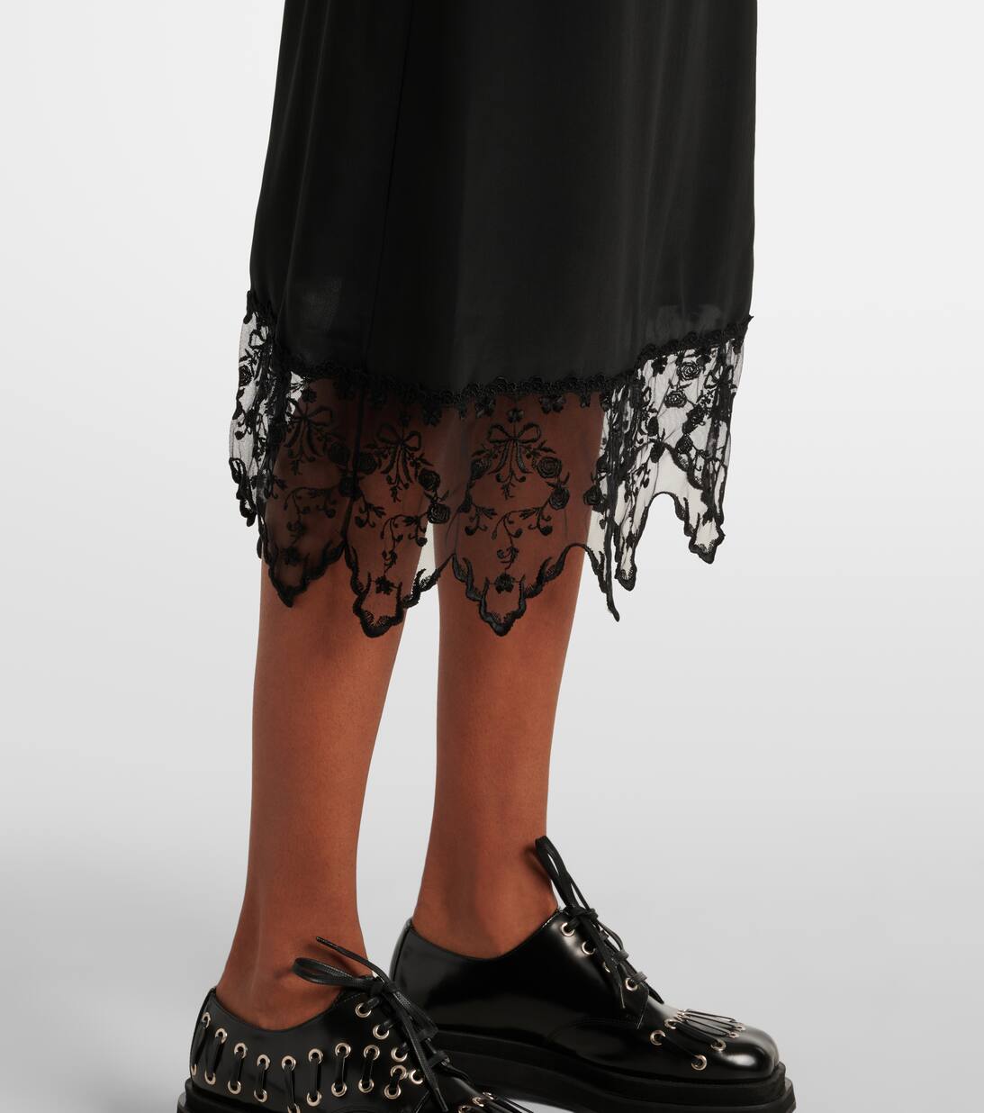 Lace Trimmed Slip Dress in Black - Simone Rocha | Mytheresa