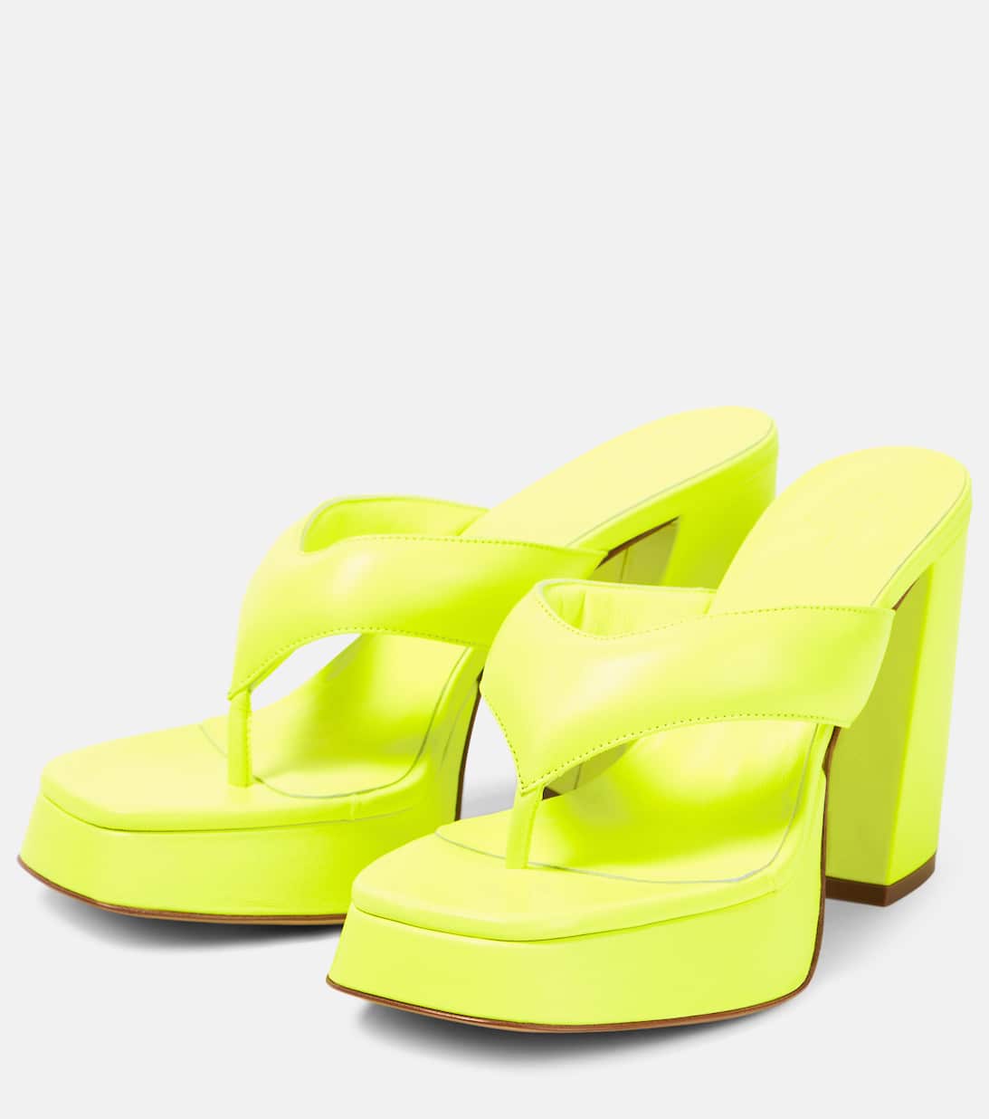 Gia 17 Leather Platform Thong Sandals in Yellow - Gia Borghini | Mytheresa