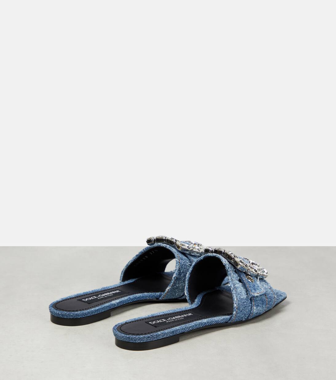 Crystal Embellished Denim Sandals in Blue - Dolce Gabbana | Mytheresa