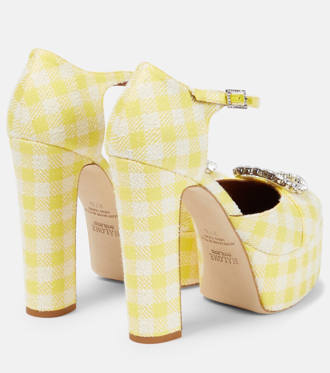 Camille 130 Embellished Platform Pumps in Yellow - Malone Souliers ...