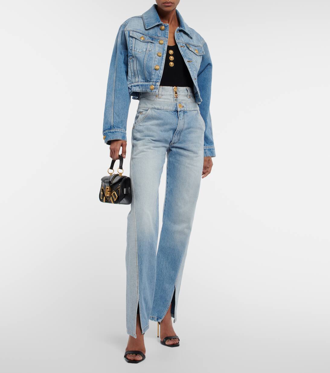 Cropped Denim Jacket in Blue - Balmain | Mytheresa