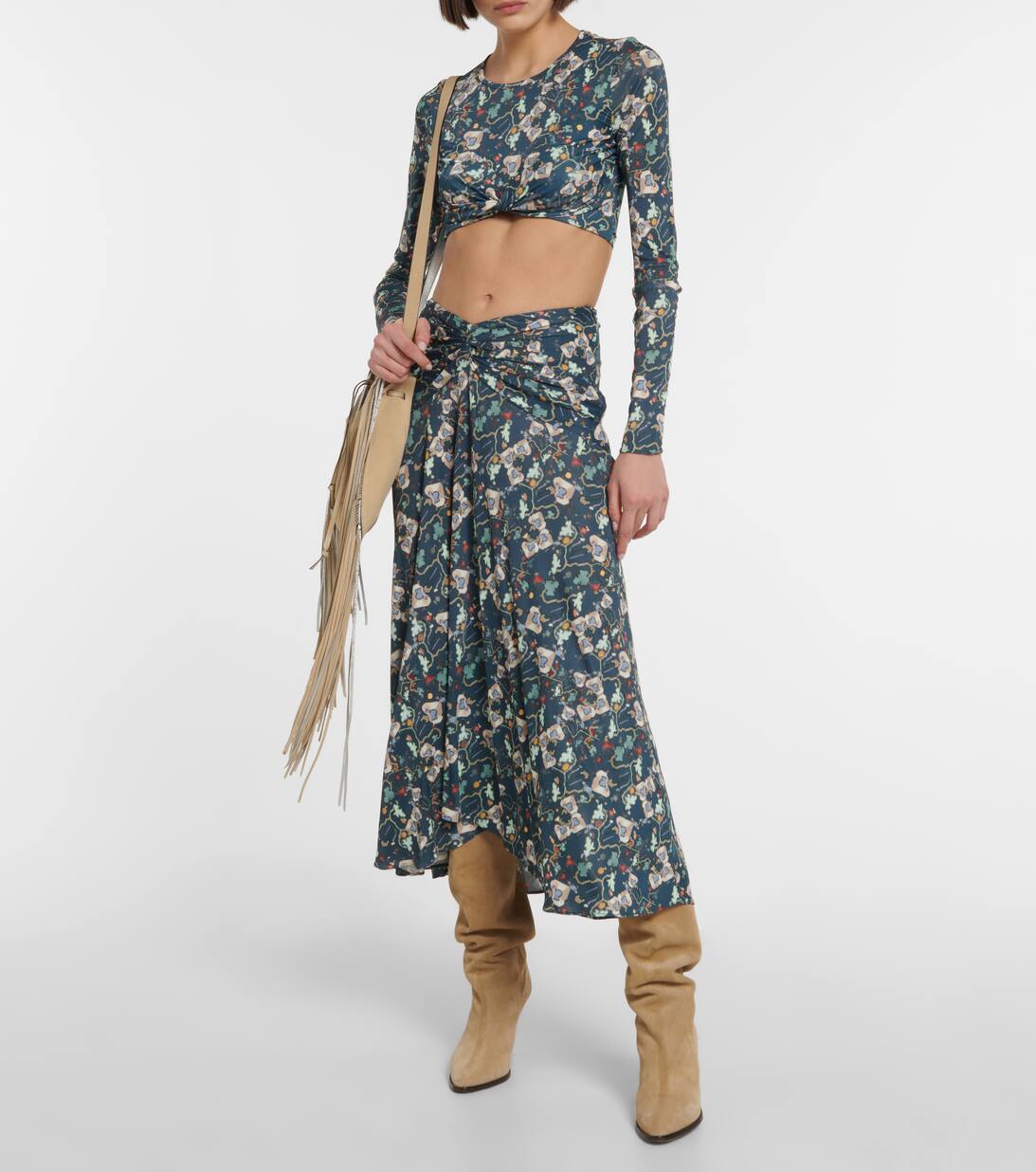 Jinea Floral Jersey Crop Top in Green - Isabel Marant | Mytheresa
