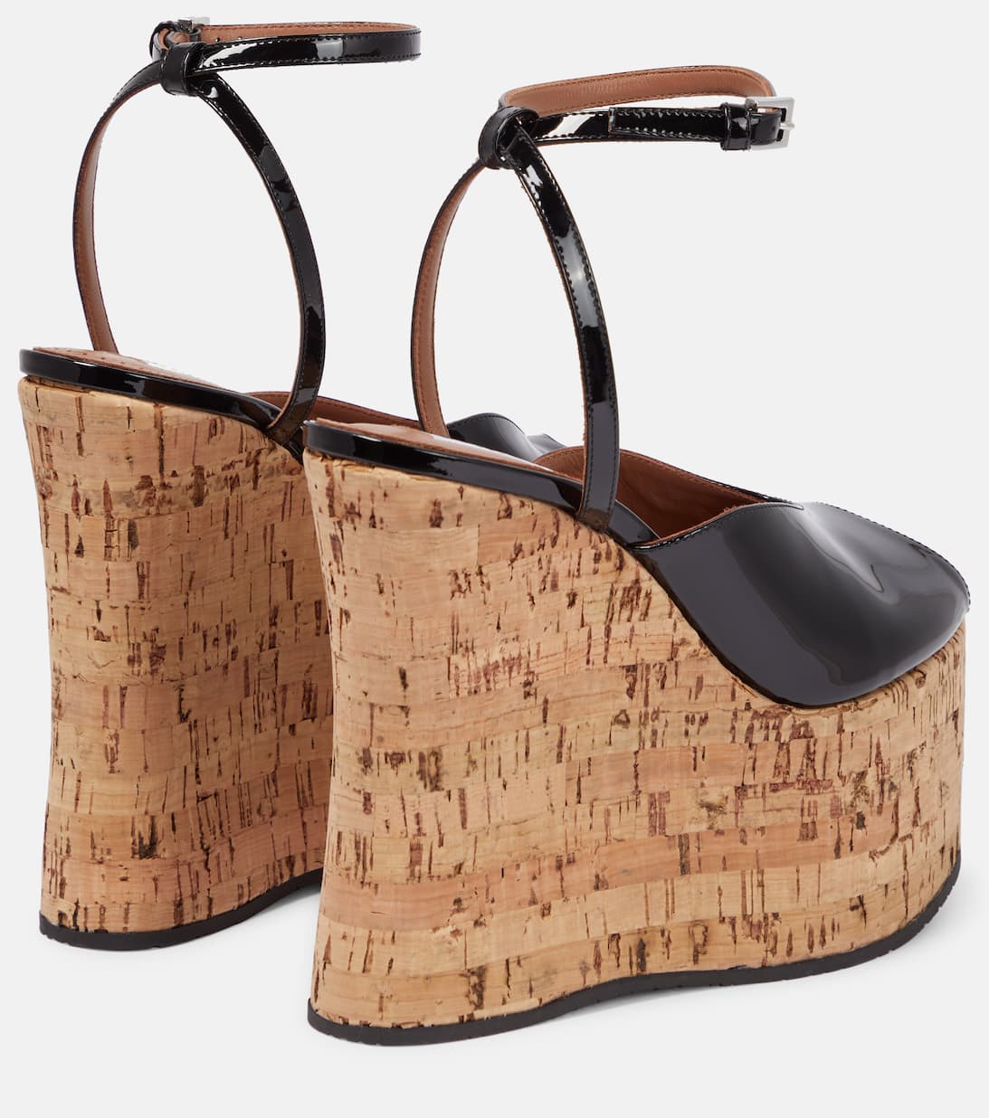 Patent Leather Wedge Sandals in Black - Alaia | Mytheresa